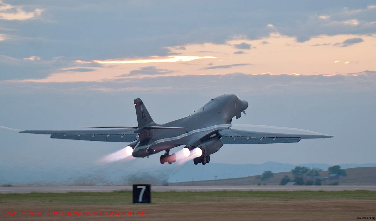 B1 Ellsworth 2012. Nearly 60 tons of thrust to take off a B-1B, one of ...